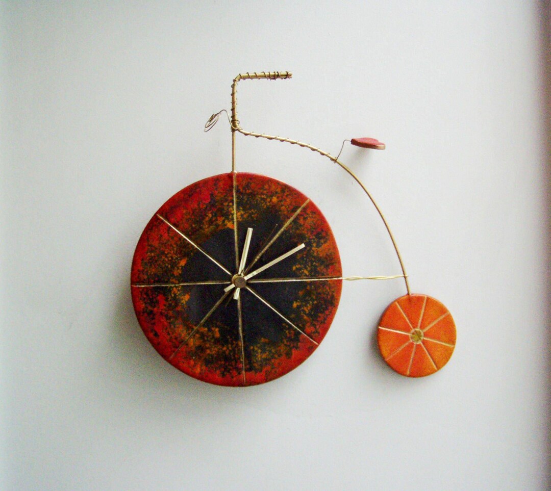 Black Bike Clock, Ceramic Wall Clock of Penny Farthing Bicycle, Black ...
