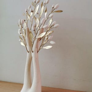 White Olive Tree, Ceramic Olive Tree With Brass Olive Branches, Olive ...