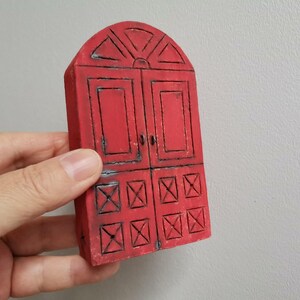 Red Front Door Sculpture, Domed, Stoneware Greek House Gate, Ceramic ...