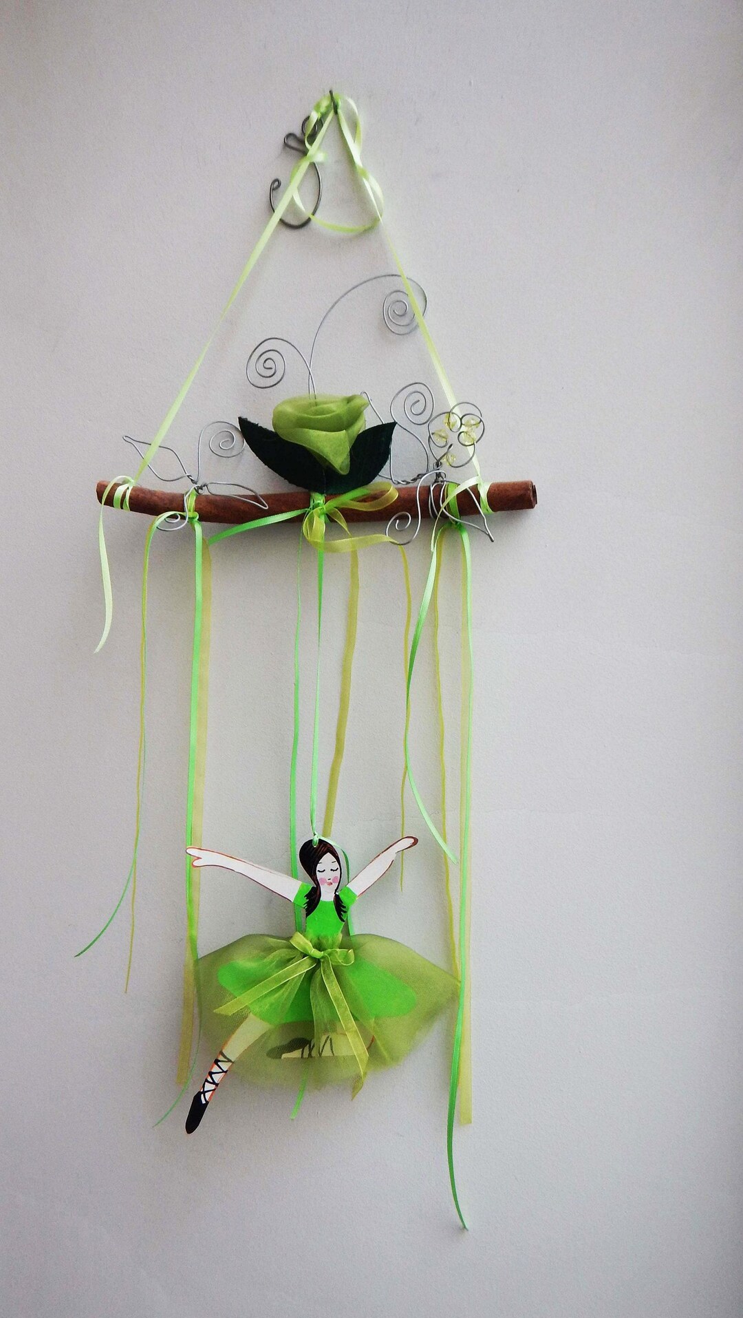 Green Ballerina Mobile, Tin, Wire, Organza Mobile of Green Ballerina ...