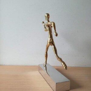 Minimalist Runner Sculpture, Brass Runner Sculpture on Aluminum Base ...