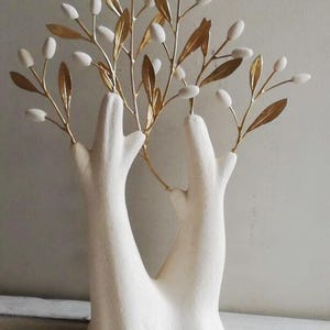 Modern Olive Tree Sculpture, Ceramic Olive Tree With Brass Olive ...
