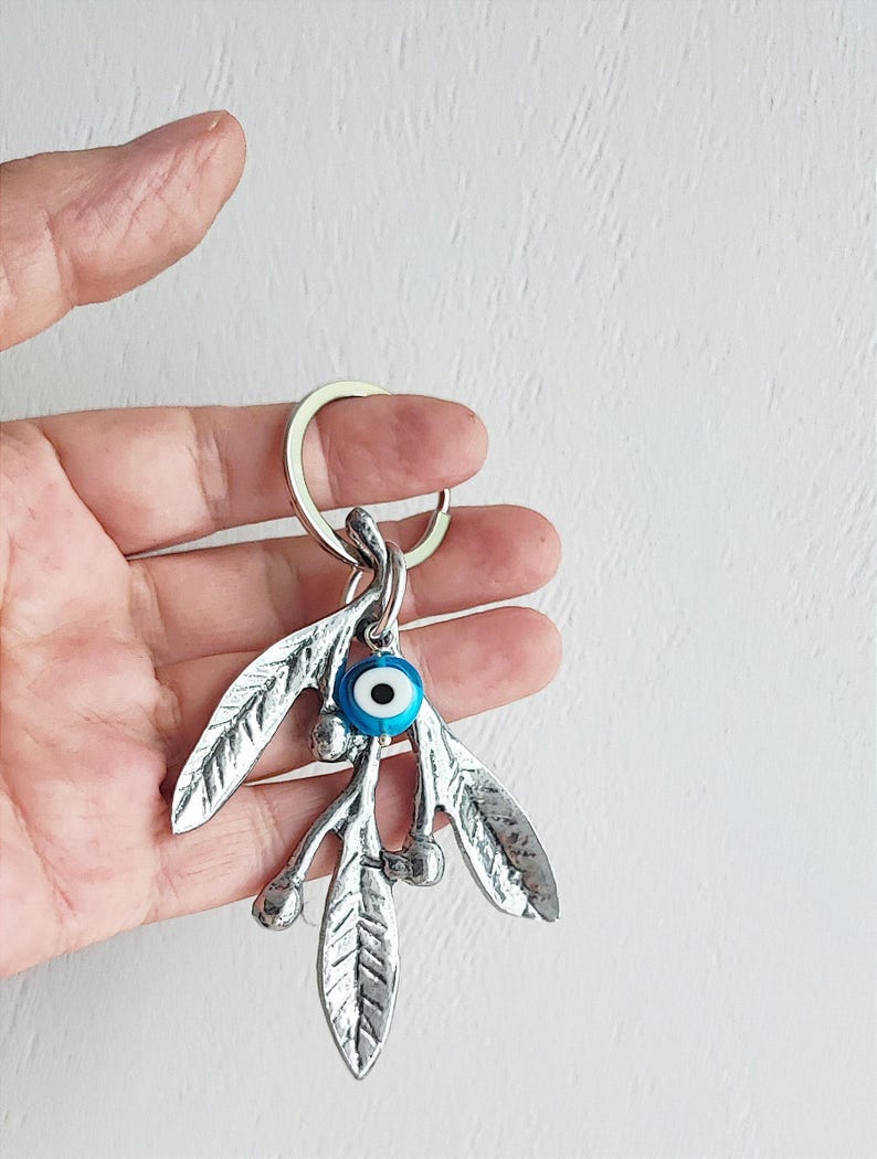 Olive Leaves Keychain, Aluminum Olive Leaves and Olives Key Ring With ...