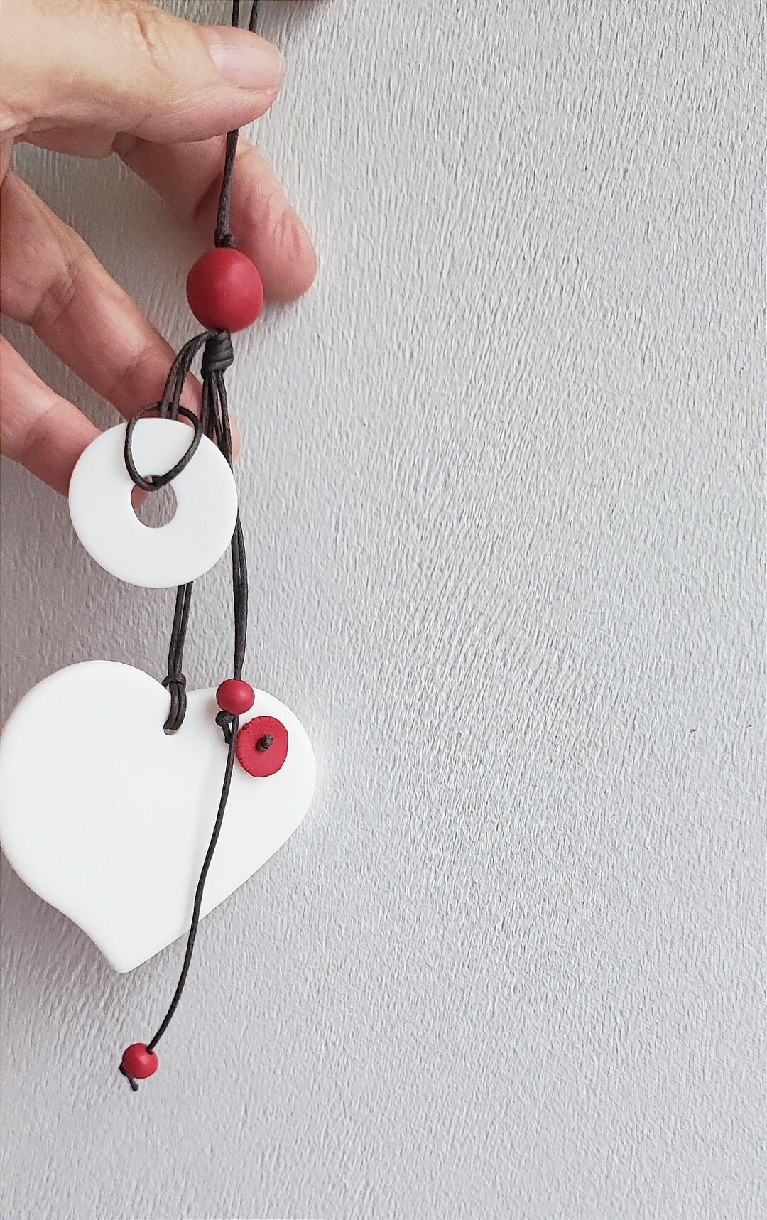 White Heart Ornament, Porcelain, Heart Ornament With Tag, White Heart ...