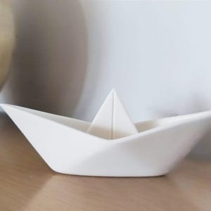 Porcelain Paper Boat, Matte White Paper Boat Art Object, Good Luck ...