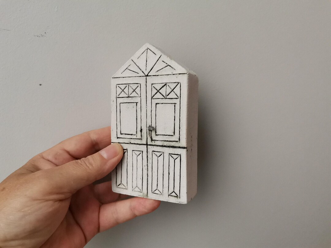 White Front Door Sculpture, Stoneware Greek House Gate, Ceramic Gate ...