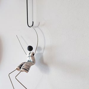 Figure With Umbrella Sculpture, Wall Umbrella Miniature With Abstract Figurine, Red Wall ...