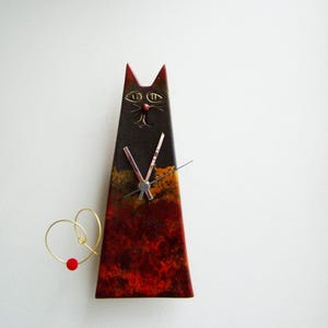 Black Cat Clock, Ceramic Wall Clock of Cat With Black Head and Dark ...