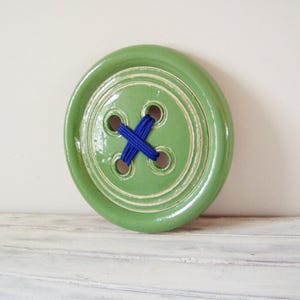 Green Button Sculpture, Wall Sculpture Emerald Green Button ...