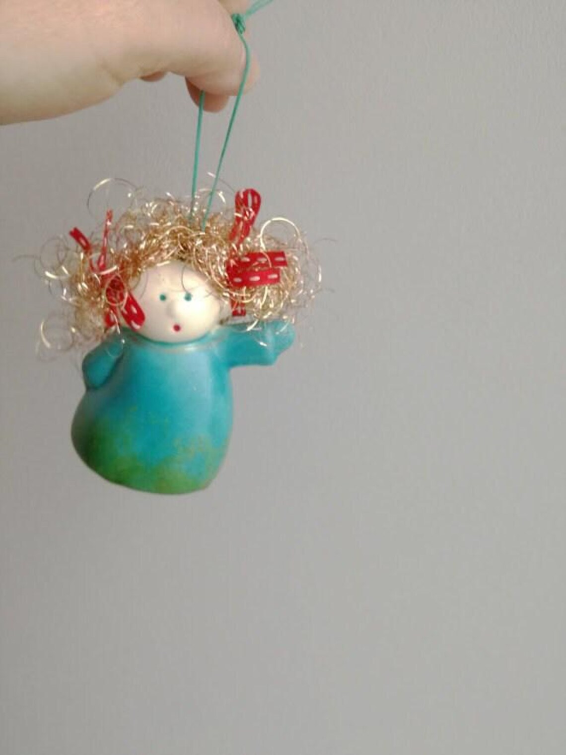 Ceramic Angel Figure and Bell, Blue Angel Girl Figurine With Bell ...