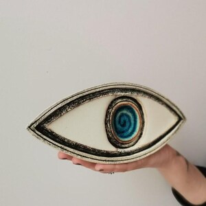 Large Blue Eye, Ceramic, Blue Eye Sculpture, Handbuilt, Stoneware Clay ...