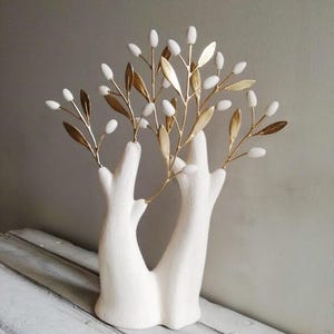 Modern Olive Tree Sculpture, Ceramic Olive Tree With Brass Olive ...