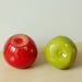 Apple and Pear Sculptures, Ceramic Fruit Sculptures of Scarlet Apple ...