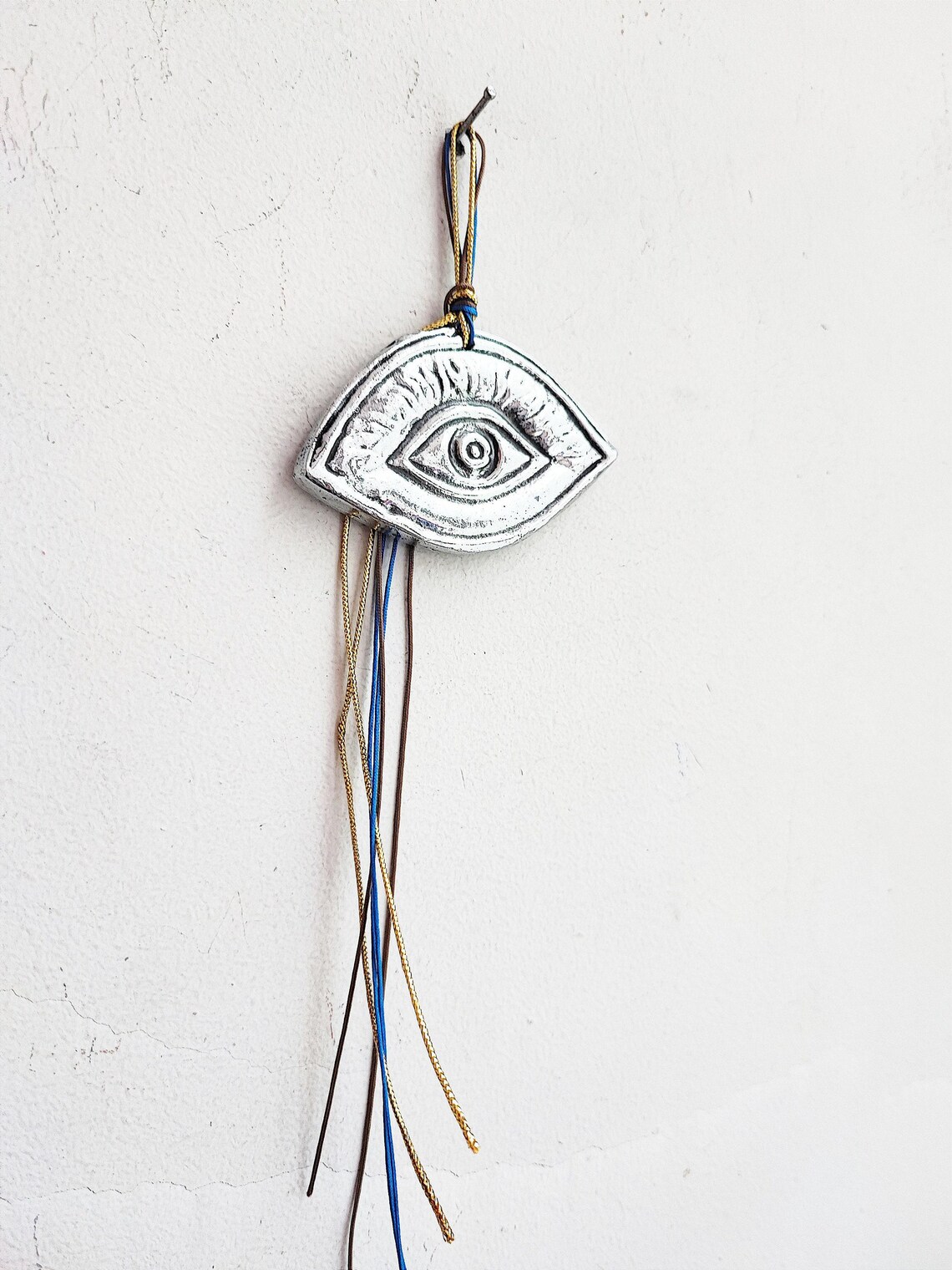 Exvoto Eye Keepsake, Silver Eye Wallhanging, Greek Folk Art Eye ...
