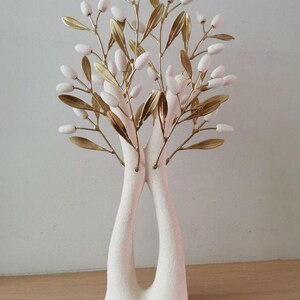 White Olive Tree, Ceramic Olive Tree With Brass Olive Branches, Olive ...