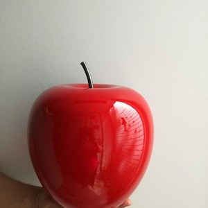 Large Apple Sculpture, Large Scarlet Ceramic Apple With Black, Iron ...