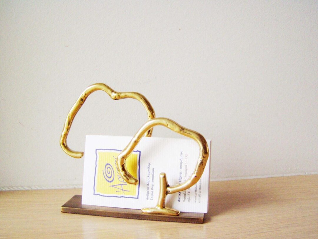 Brass Trees Cardholder, Tree Outlines Metal Card Holder With Oxidised ...