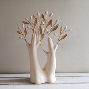 Modern Olive Tree Sculpture, Ceramic Olive Tree With Brass Olive ...