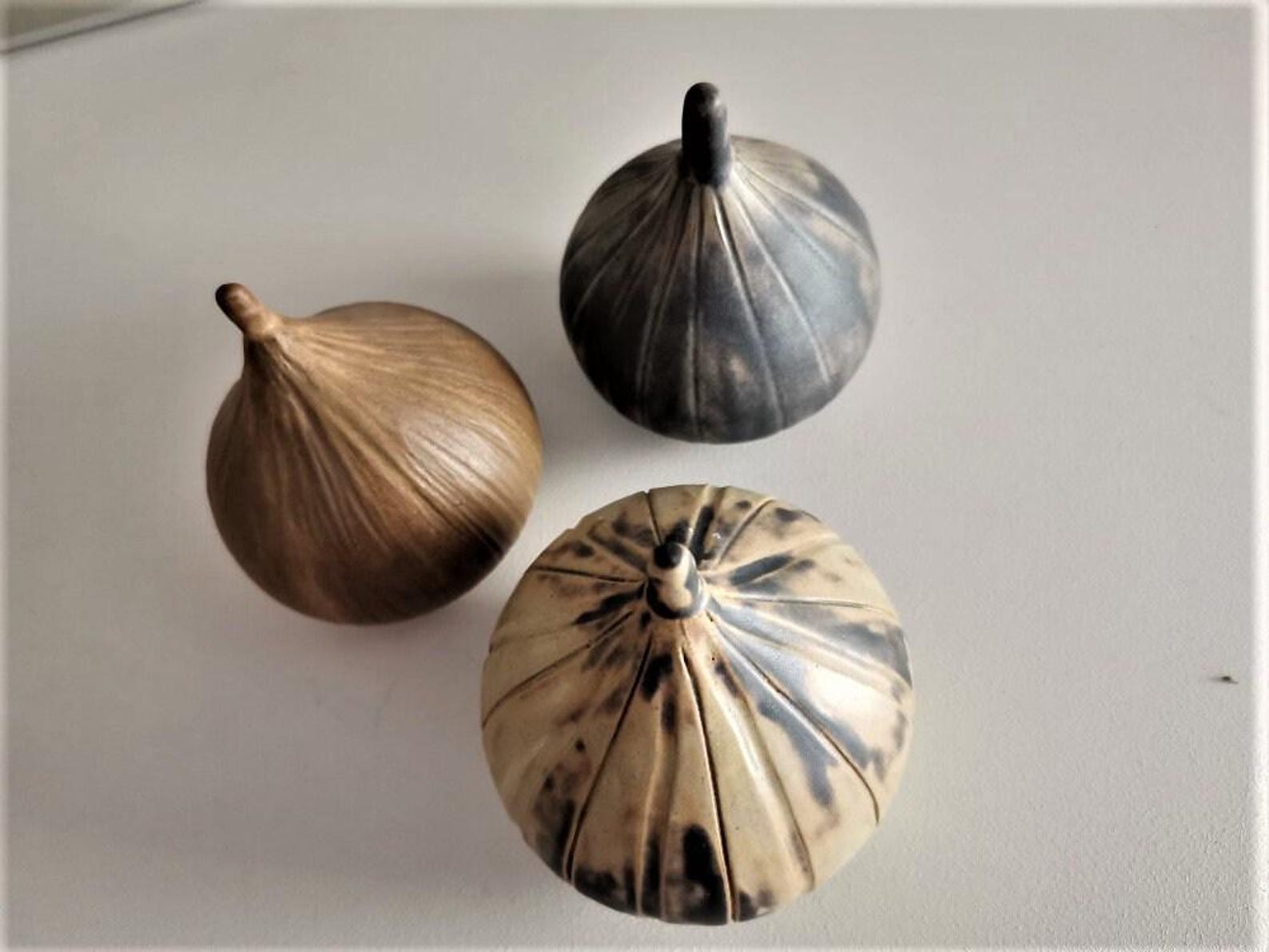 Ceramic Fig Sculpture, Life Size Figs in Beige, Brown and Black ...