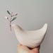 White Dove Sculpture, Stoneware Clay, Unglazed Dove Figure With Olive ...