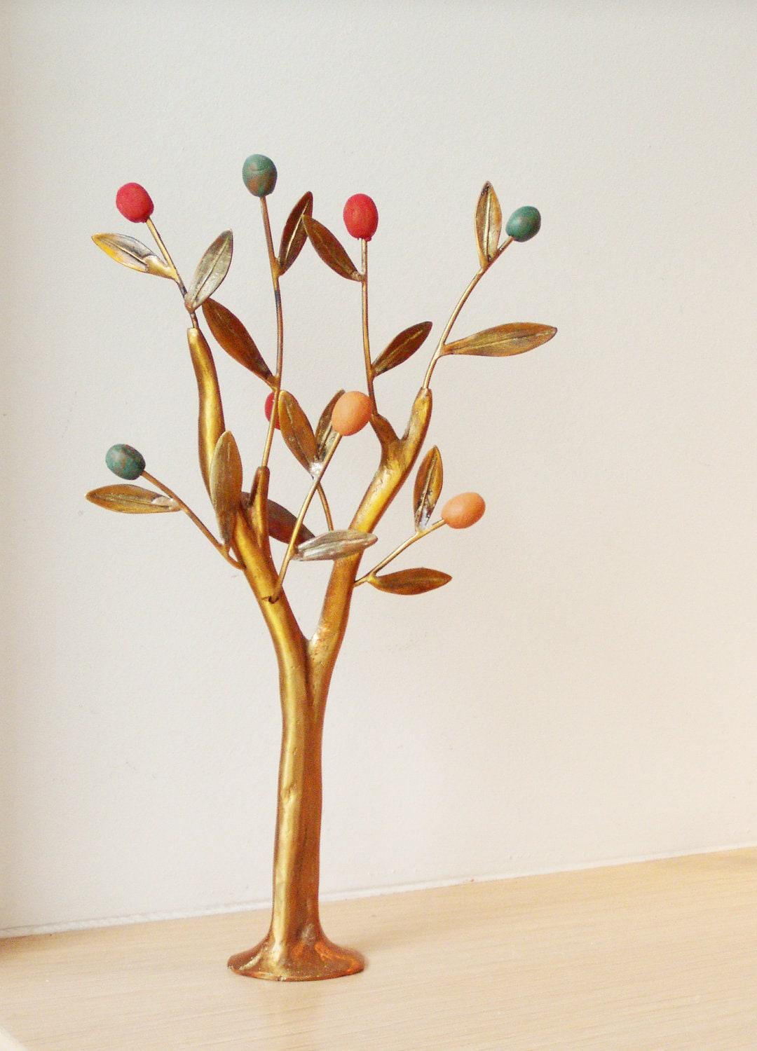 Olive Tree Sculpture With Colourful Olives, Brass Mini Sculpture of ...