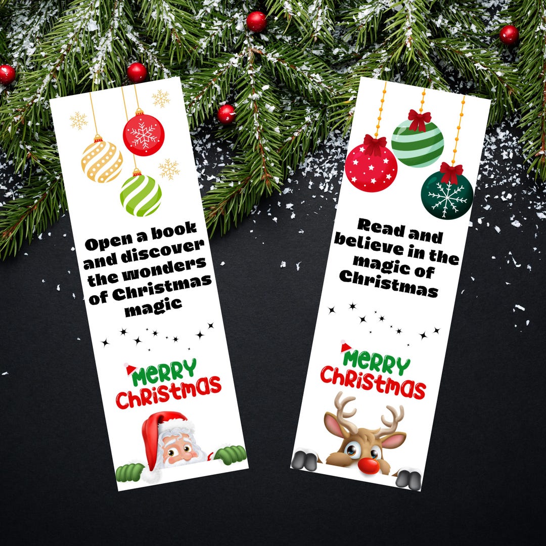 Cute Printable Christmas Bookmarks for Book Lovers Christmas Gift for ...