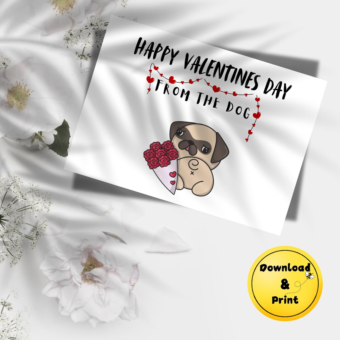 Printable Dog Valentine's Day Card, From the Dog, for Dog Lovers, Pet ...
