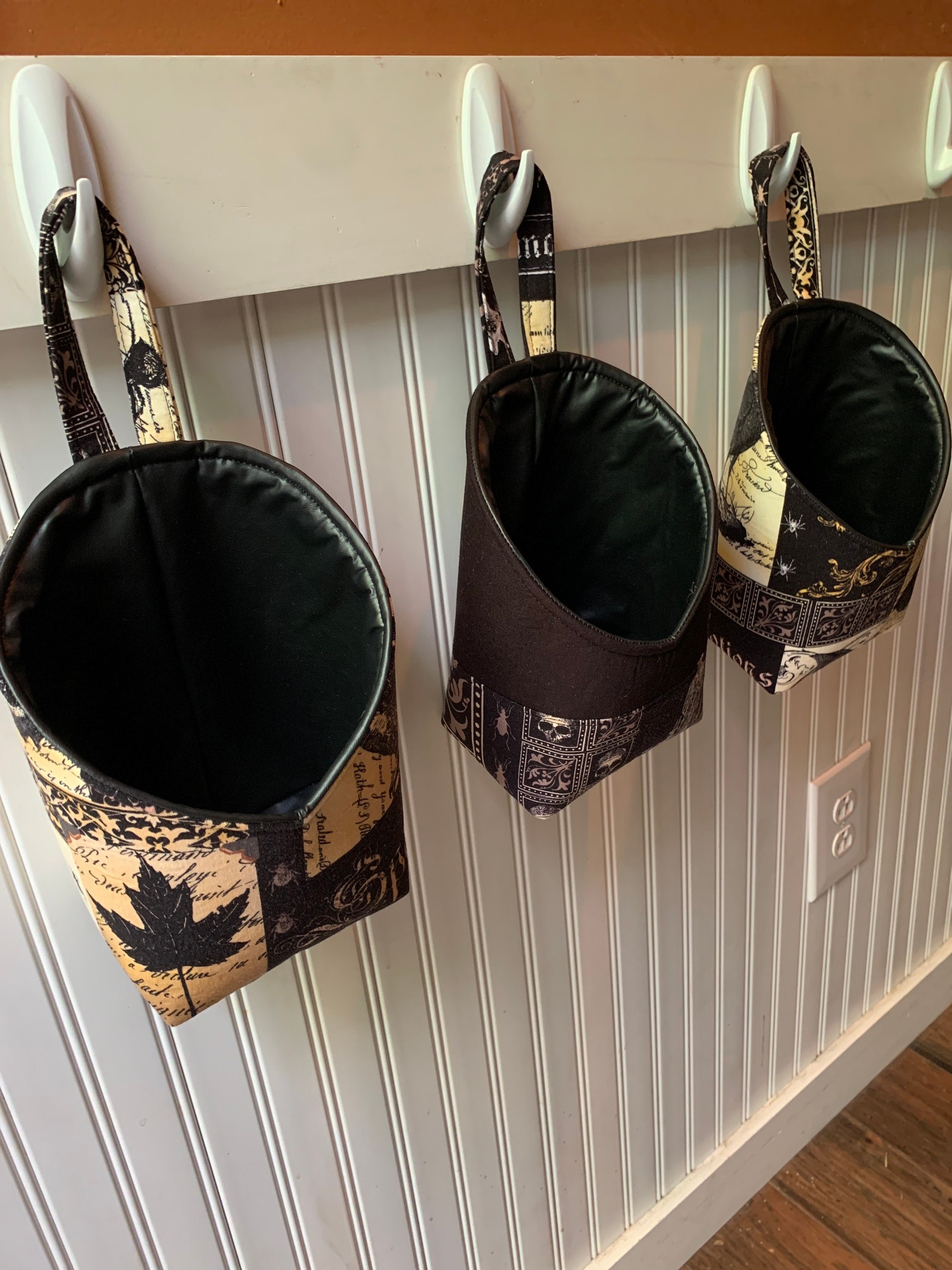 Fabric hanging basket, gothic basket set, room organizer, spells and ...