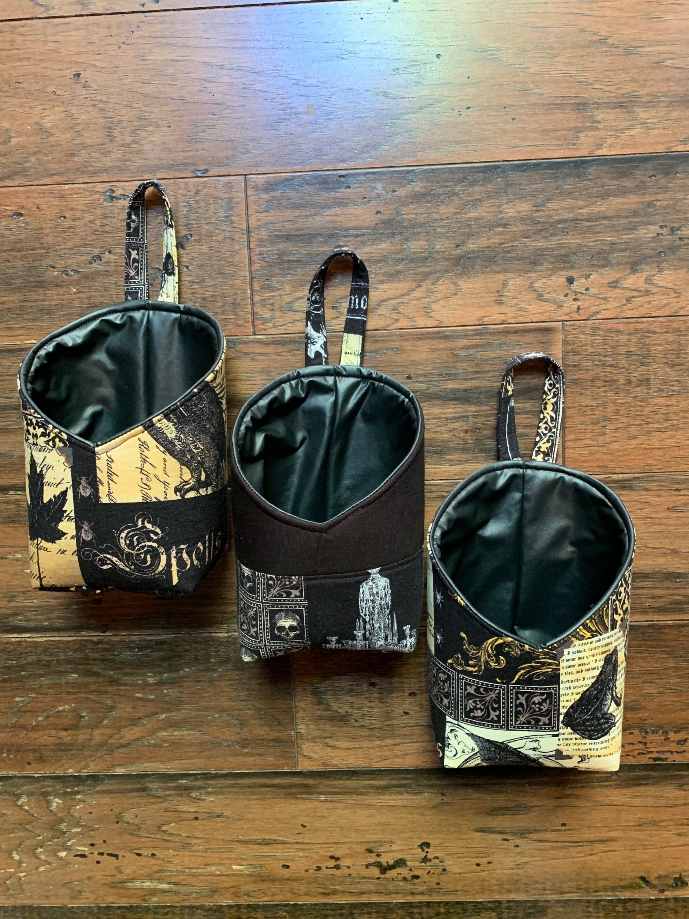 Fabric hanging basket, gothic basket set, room organizer, spells and ...