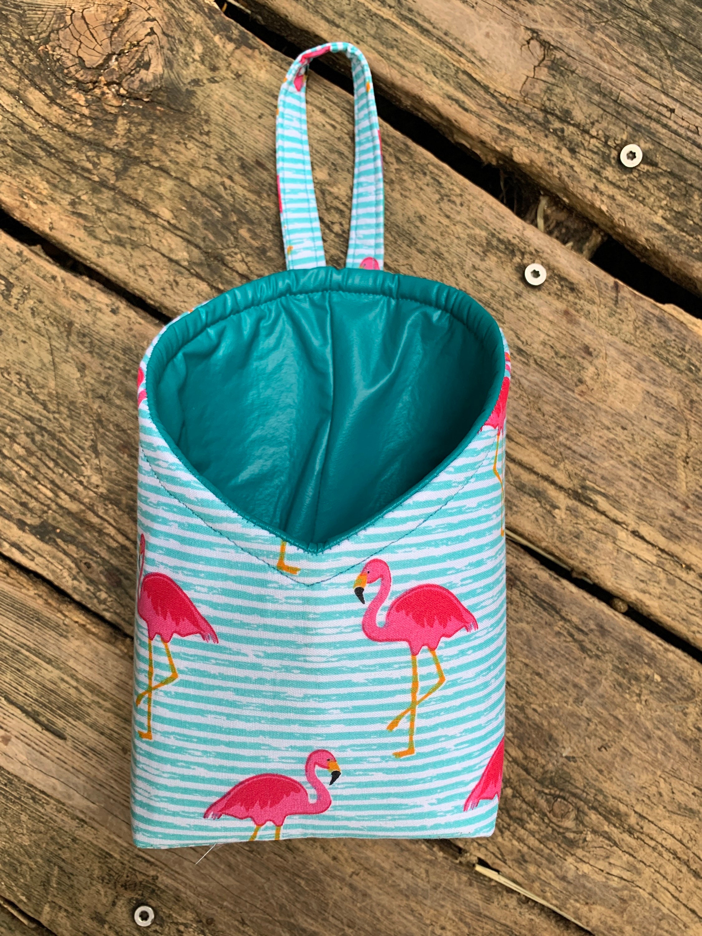 Fabric hanging basket, flamingo basket, tropical decor, storage basket ...