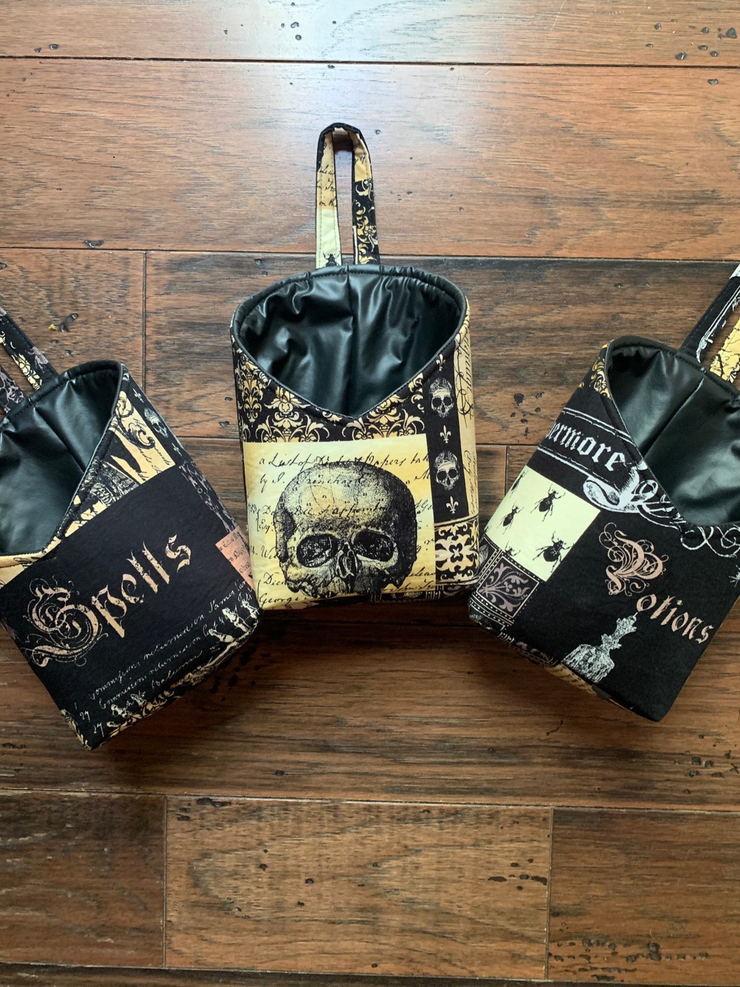 Fabric Hanging Basket, Gothic Basket Set, Room Organizer, Spells and ...