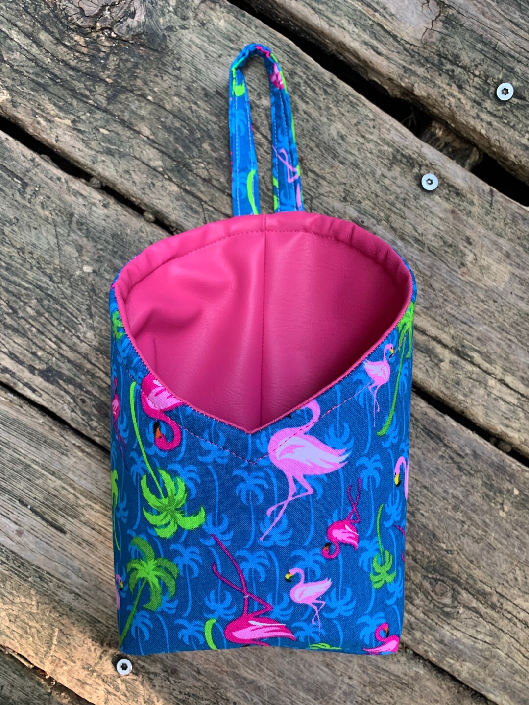 Fabric Hanging Basket, Flamingo Basket, Tropical Decor, Storage Basket ...