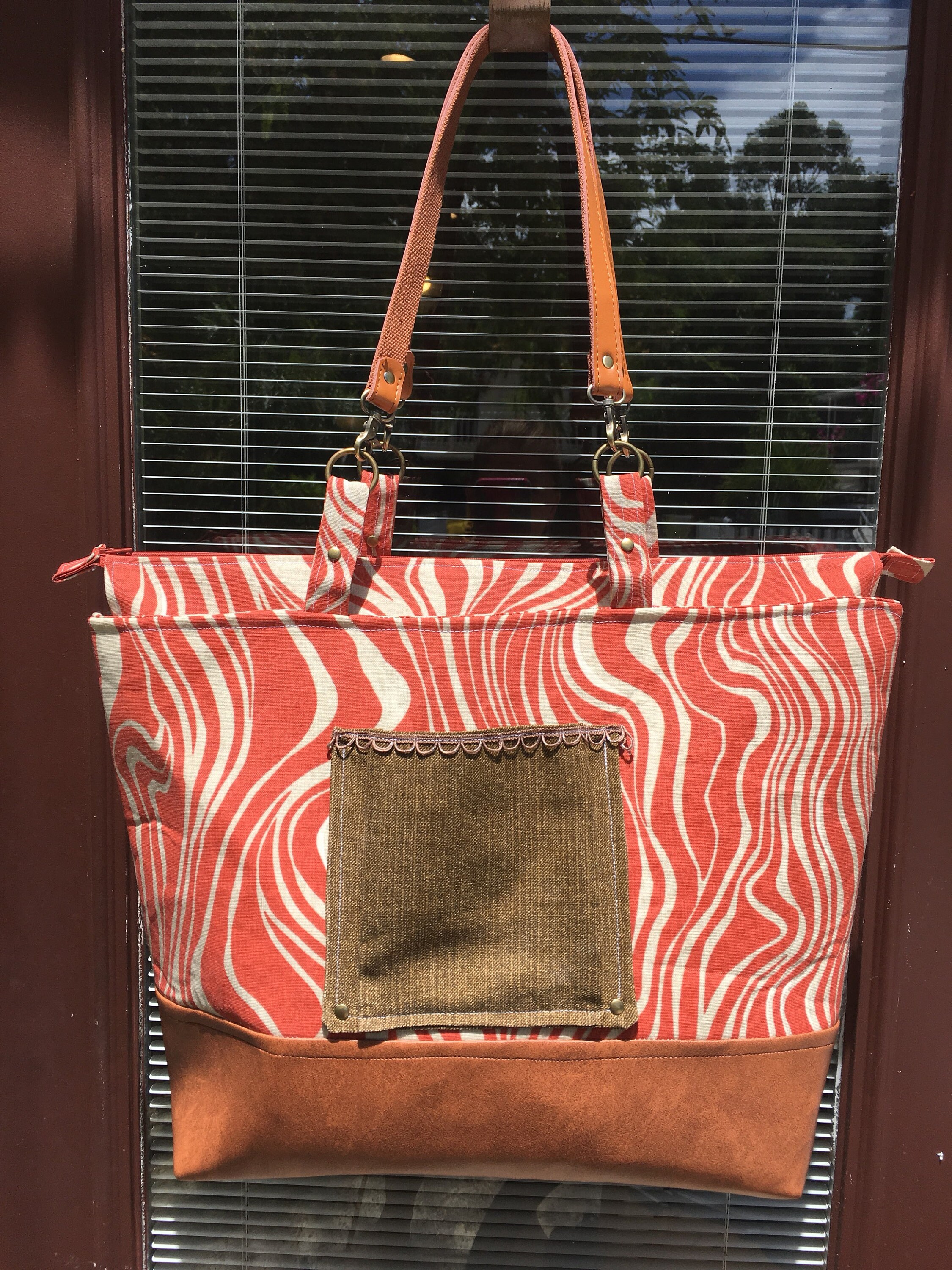 Leather tote, overnight bag, tote bag, pumpkin, fall, tote, handbag ...