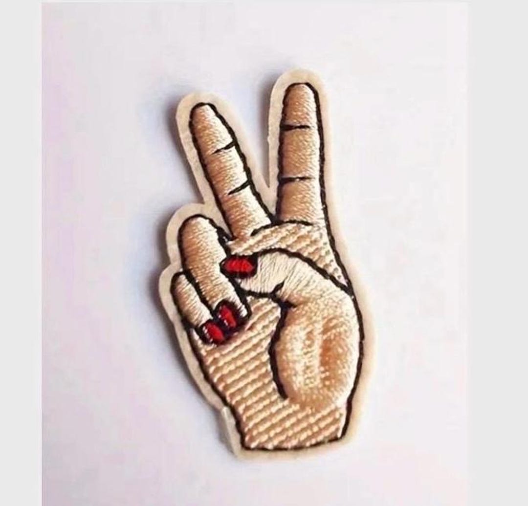Peace Sign Patch Hippy Patch Peace Sign Iron on Patch Hand Gesture ...