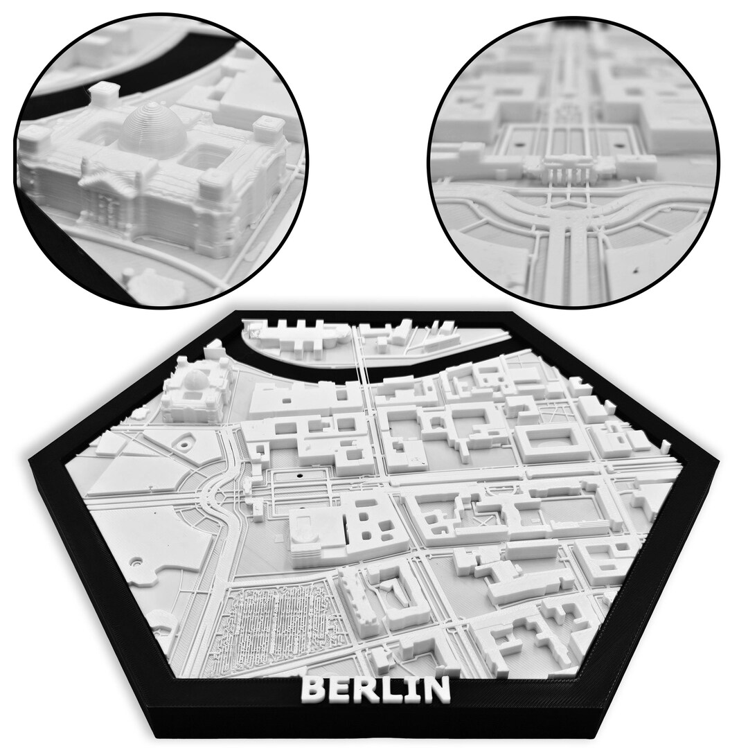 3D World Cities Hexagon Map Poster Berlin - Etsy UK