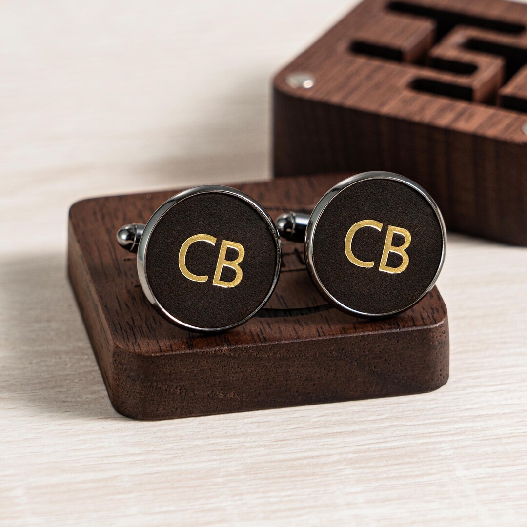 Custom Initials Leather Monogram Cufflinks, Men’s Accessories, Hand ...