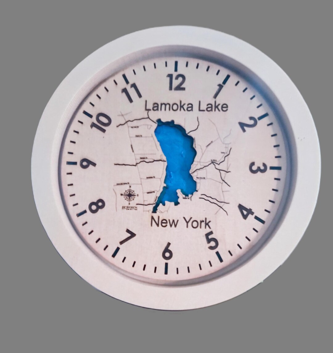 Custom Wooden Lamoka Lake N.Y. Clock | Personalized Lake House Décor - Etsy