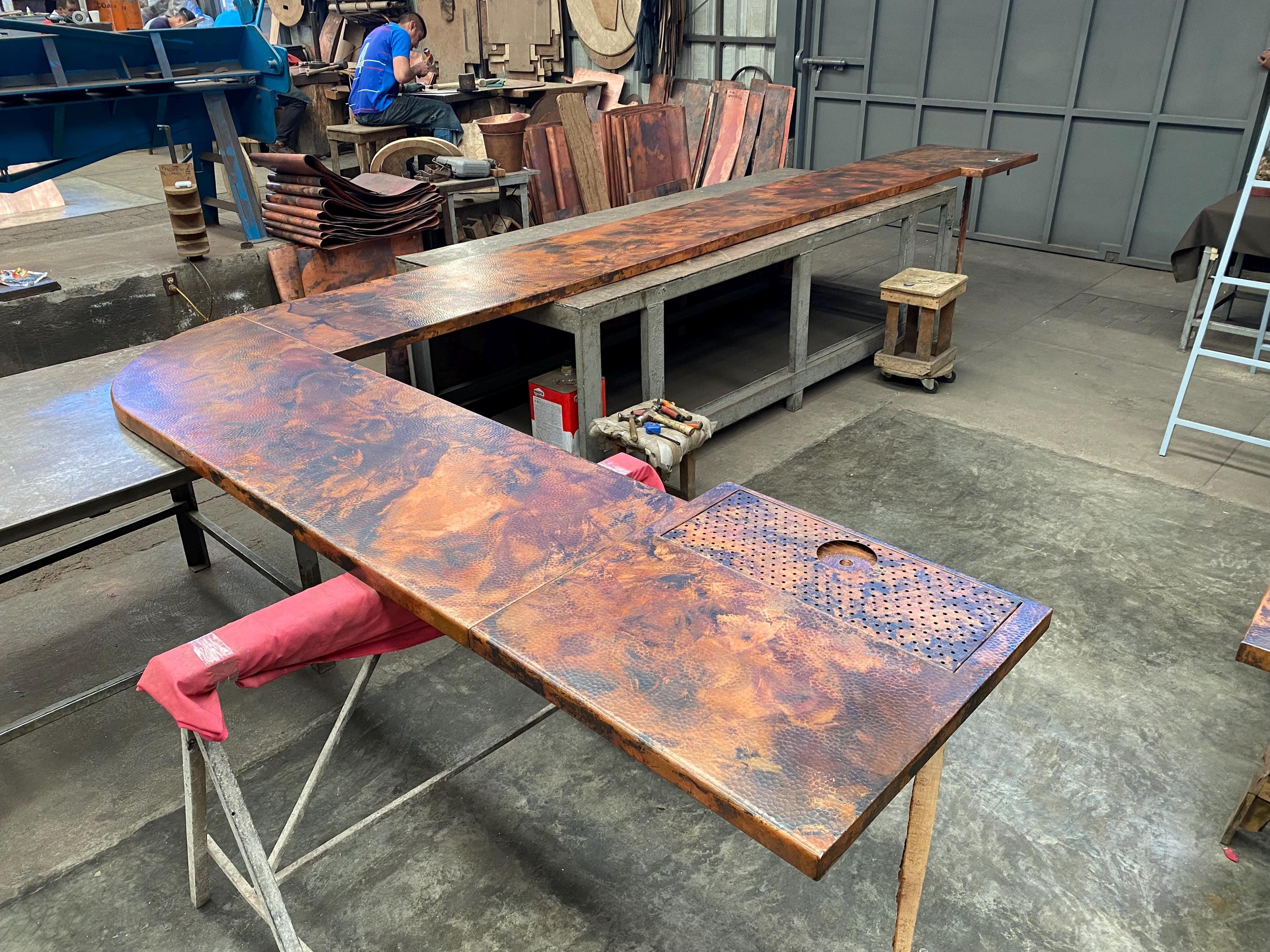 20 Gauge Rectangular Copper Tabletop – Hand Hammered – Side, Accent or ...