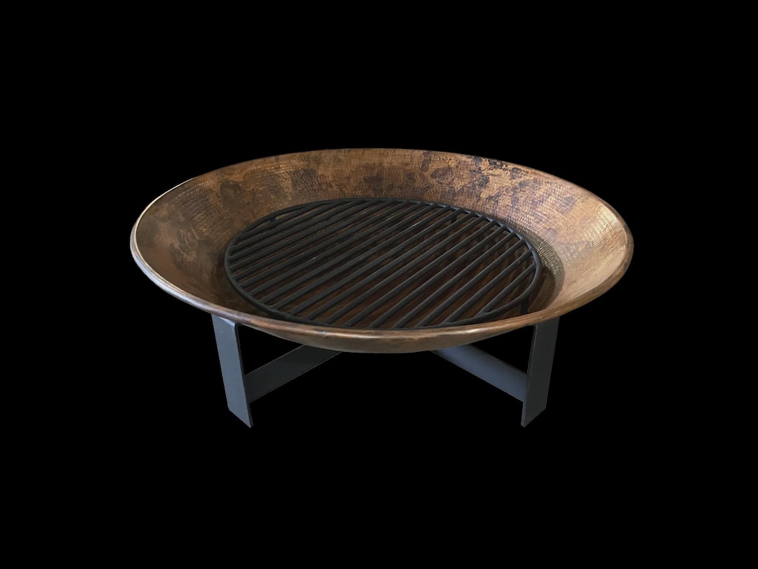 Hand Hammered Copper Fire Pit With Grill – 38" Outdoor Bowl, Rustic ...