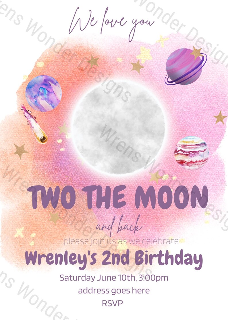 Two the Moon Birthday Invitation - Etsy