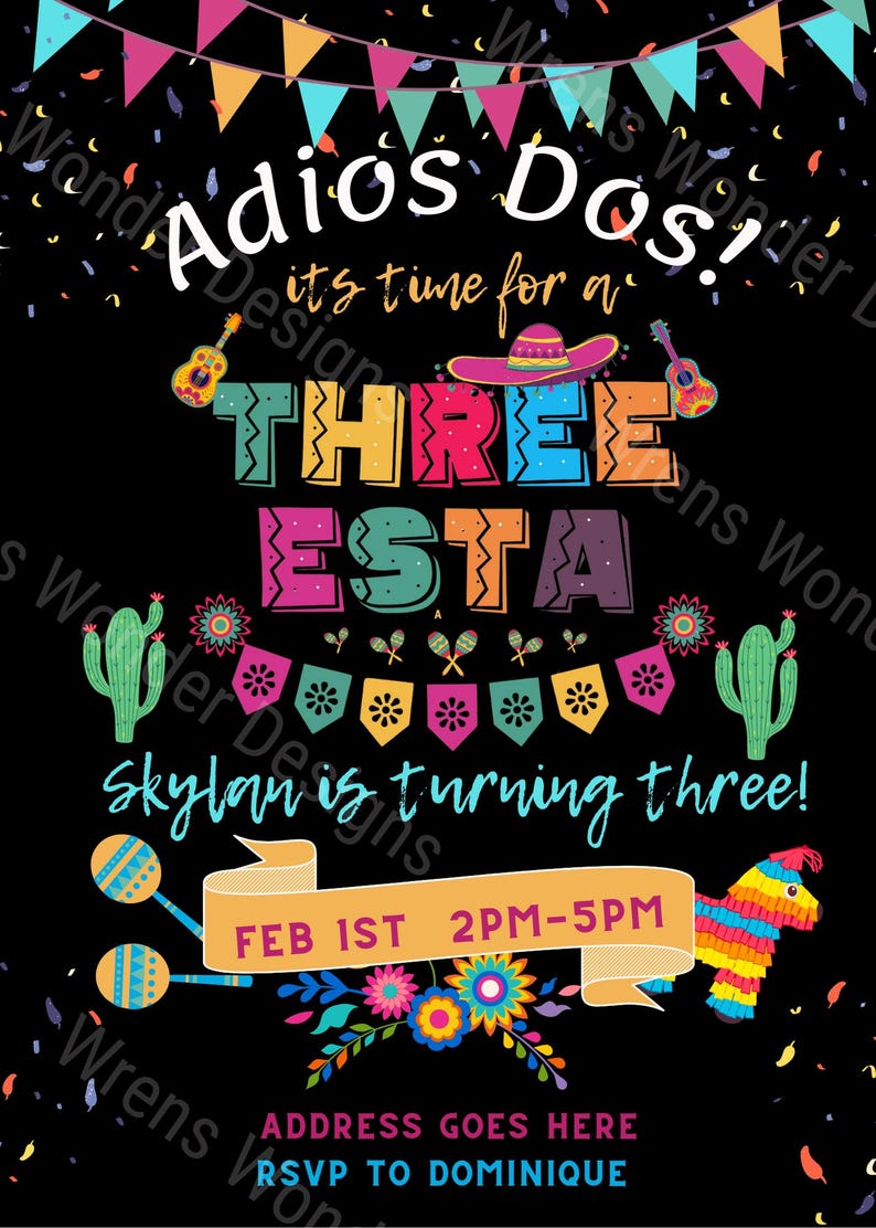 Three-esta Birthday Party Invitation - Etsy