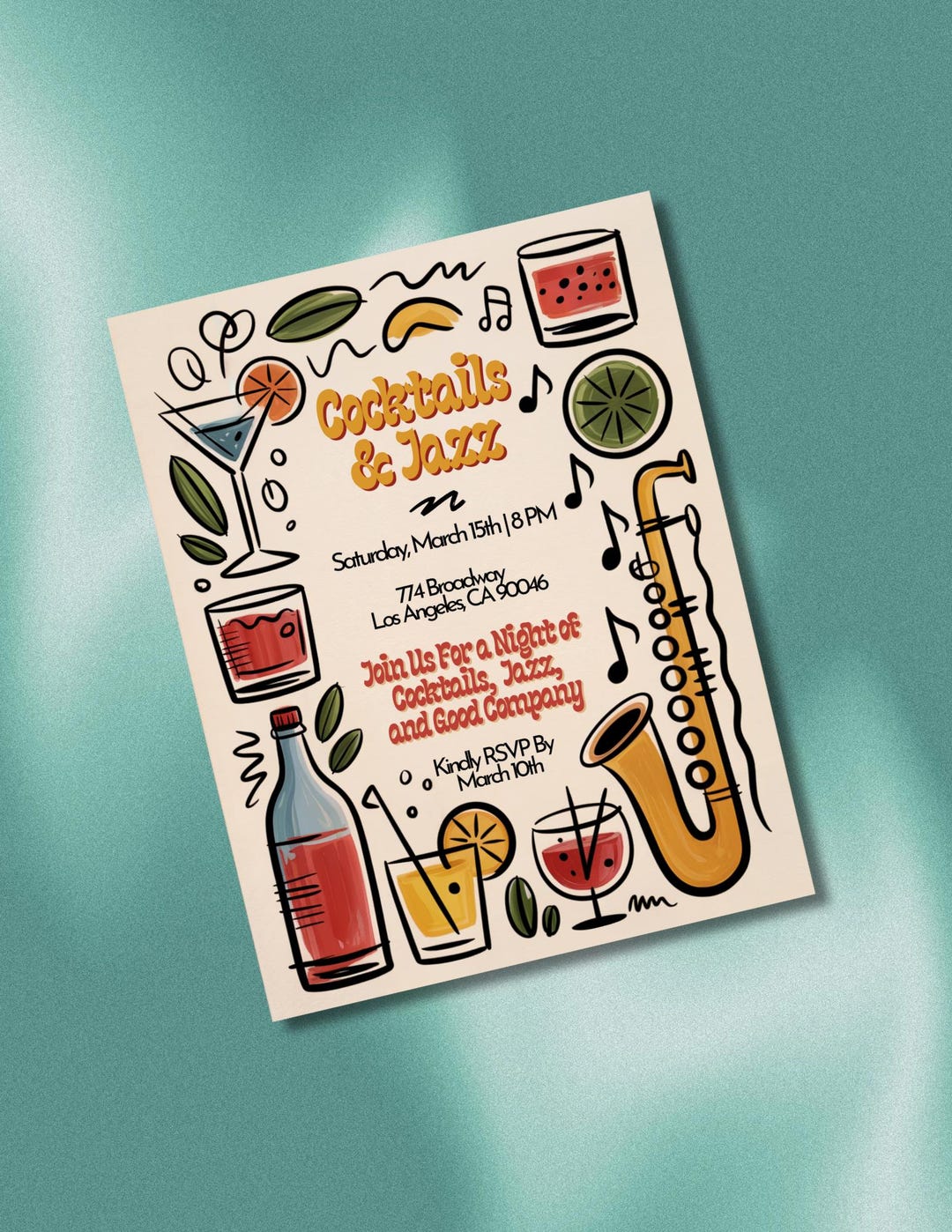 Jazz Party Invite Template - Etsy
