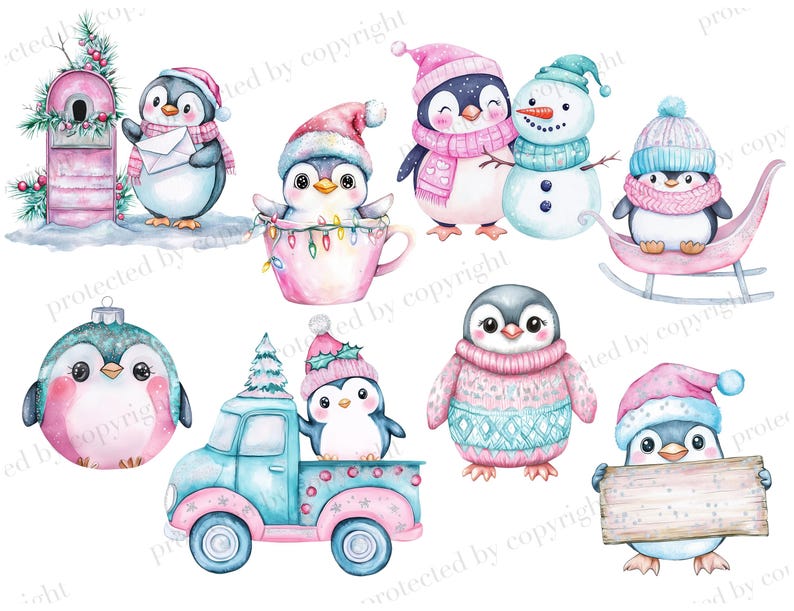 Christmas Penguin Clipart Winter Cute Penguins Clip Art Winter Animals ...