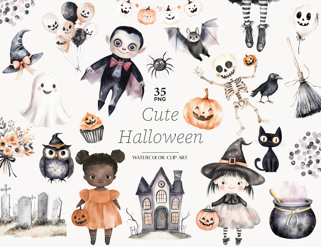 Pastel Halloween Clipart, Witch PNG Set (35 PNG) - Etsy