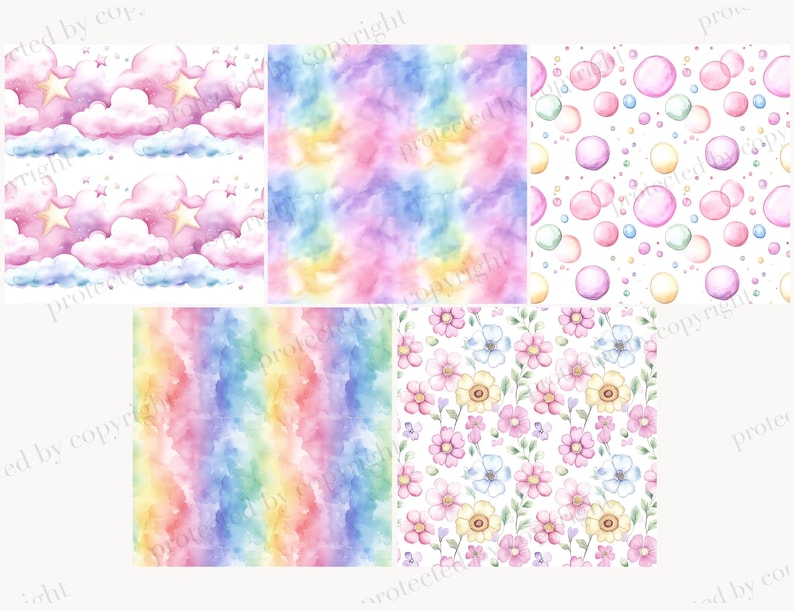 Rainbow Unicorn Digital Paper: Seamless Patterns (JPEG Files) - Etsy