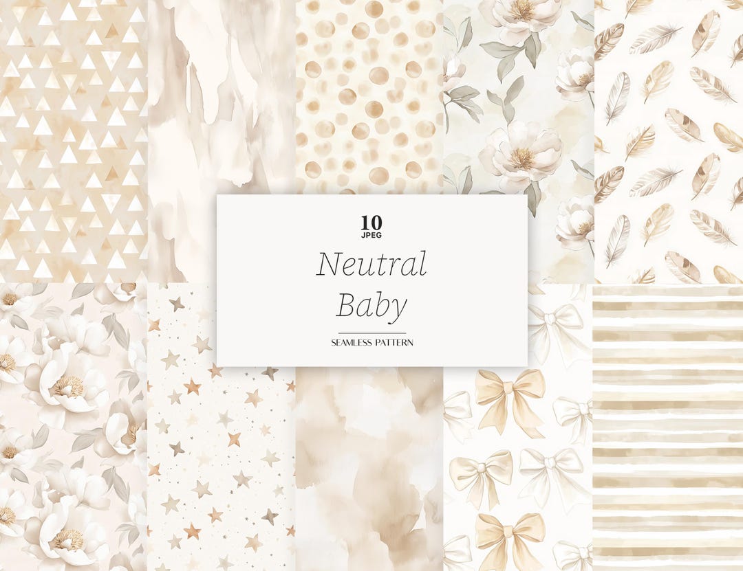 Neutral Baby Digital Paper: Beige Seamless Patterns (digital Download ...