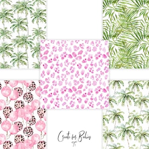 Pink Safari Digital Papers, Pink Safari Seamless Pattern, Pink Birthday ...