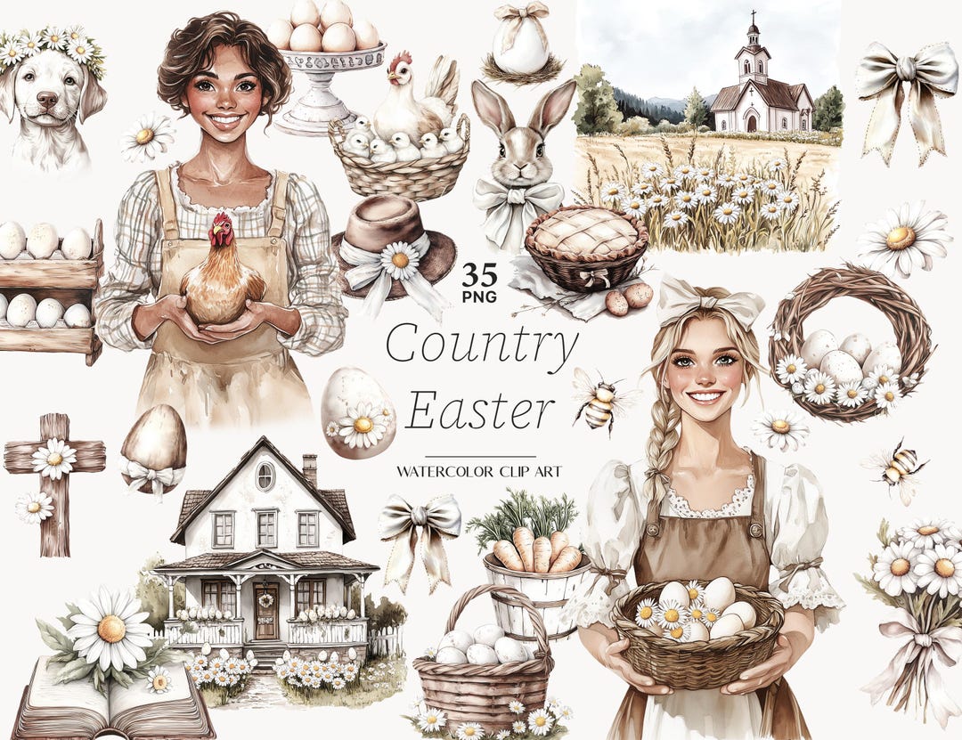 Rustic Easter Clipart Country Easter Clipart Neutral Easter Clipart ...