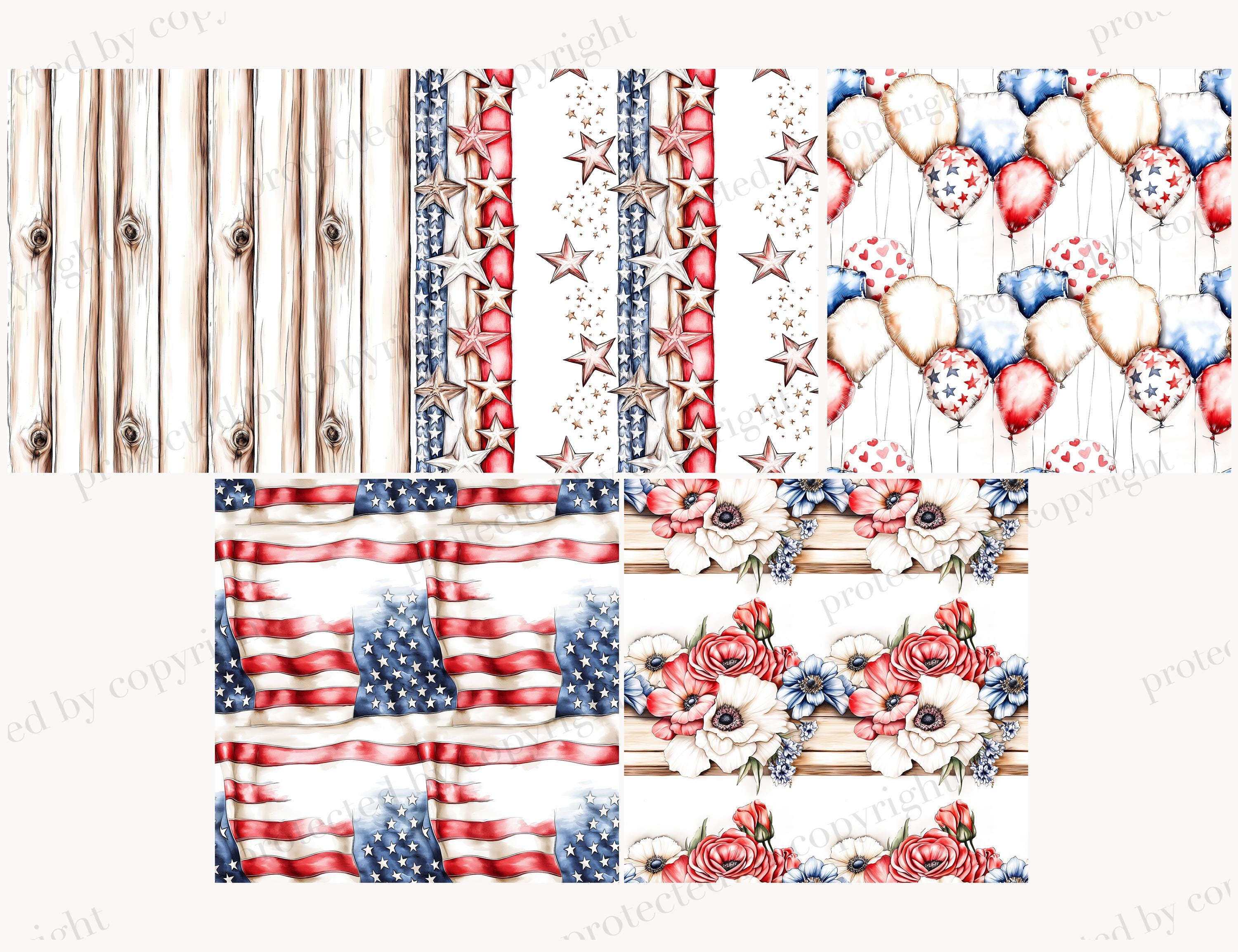 Red White Blue Digital Paper Pack Patriotic 4th of July Backgrounds USA ...