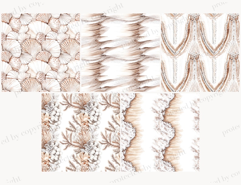Neutral Beach Digital Papers: Seamless Sand & Shells (digital Download ...